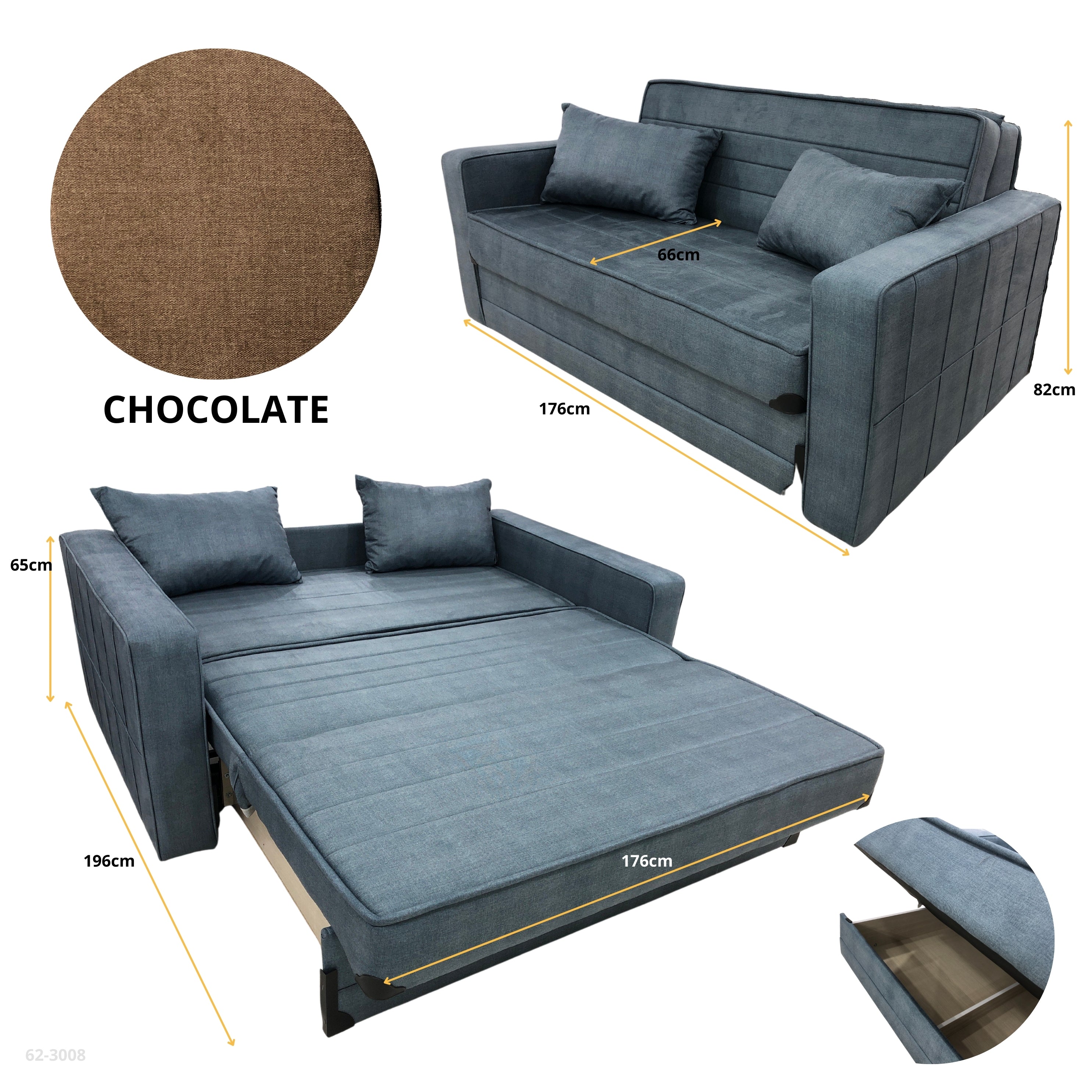 SOFA CAMA CHOCOLATE 169CM*190CM SELENA – Sirenazl