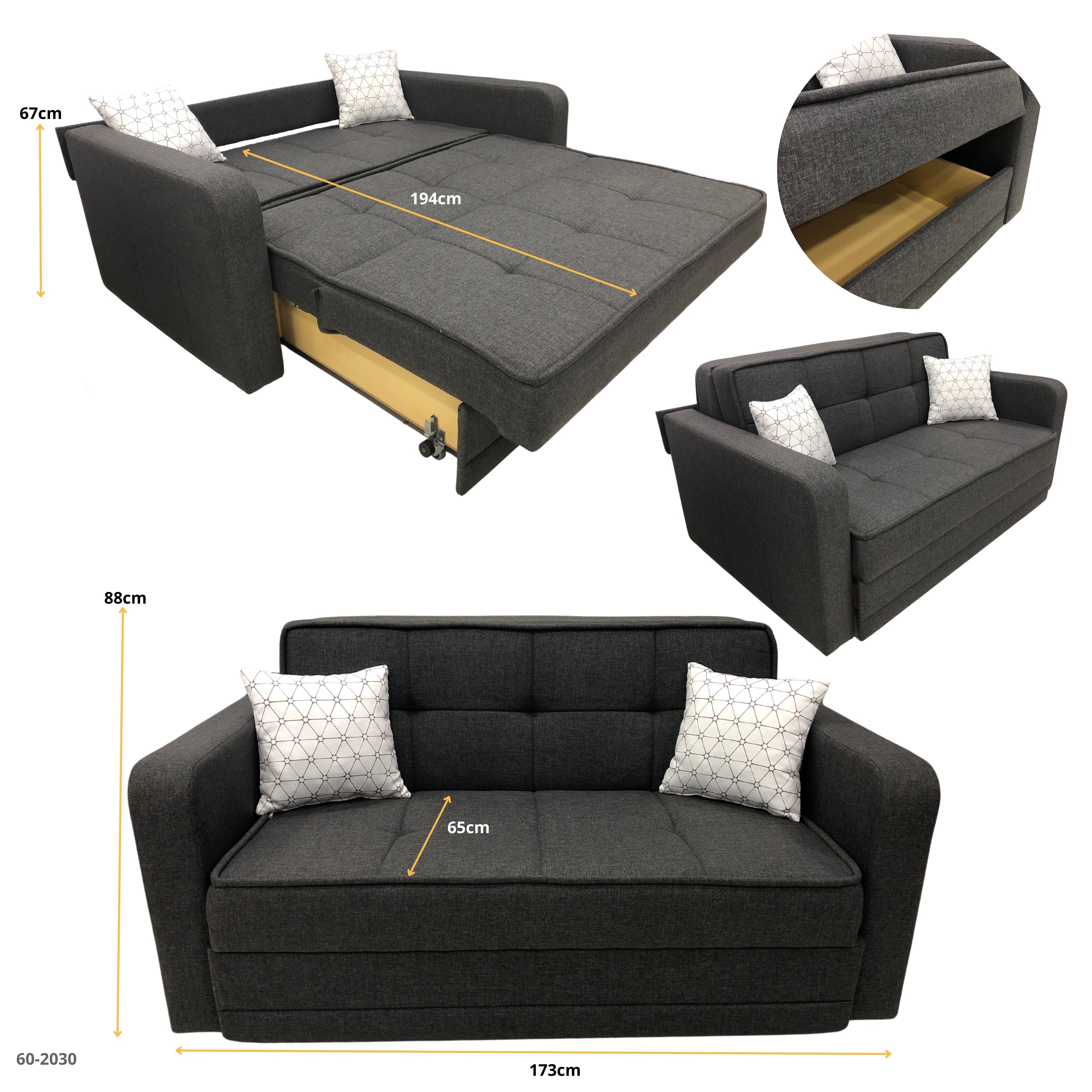 MAX PRIME SOFA BED DARK GRAY / 60-2030 – Sirena Internacional